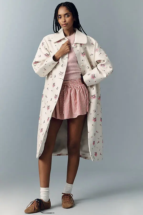Baum Und Pferdgarten Floral Trench Coat In Fuchsia Pink Flower
